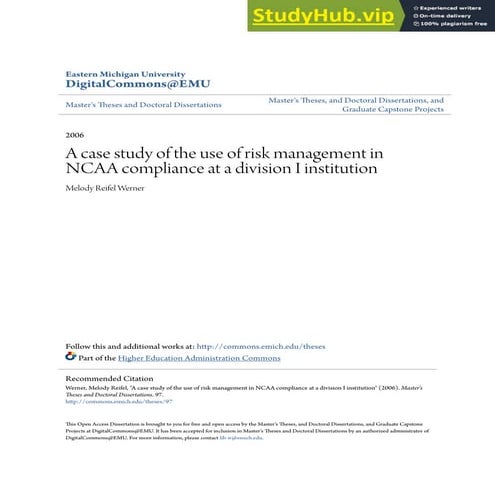 A Case Study Of The Use Of Risk Management In NCAA Compliance At A ...