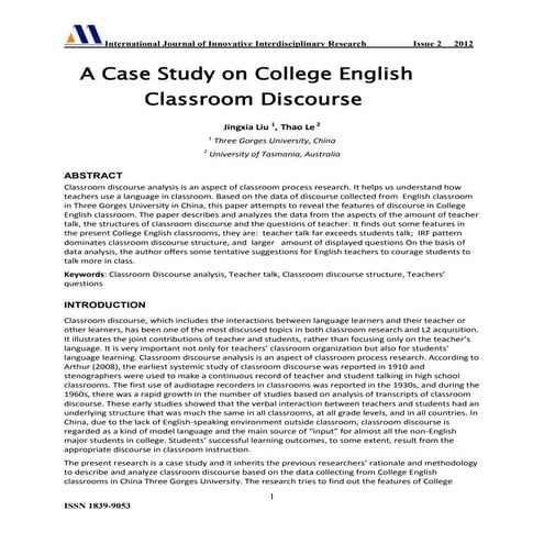A case study on college english classroom discourse | PDF | College ...