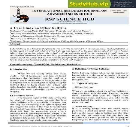 A Case Study On Cyber Bullying | PDF