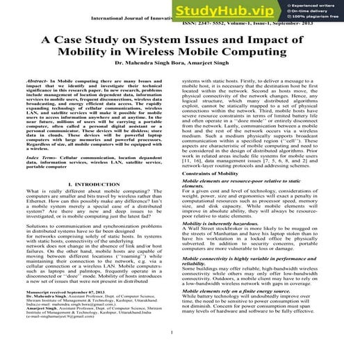 A Case Study On System Issues And Impact Of Mobility In Wireless Mobile Computing | PDF ...