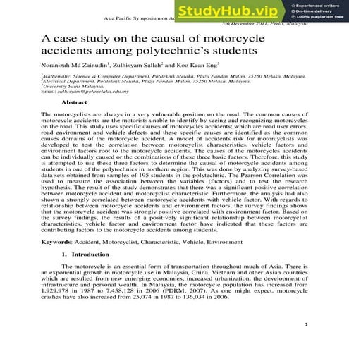 A Case Study On The Causal Of Motorcycle Accidents Among Polytechnic S ...