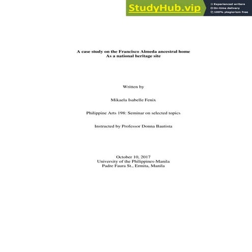 A Case Study On The Francisco Almeda Ancestral Home As A National ...
