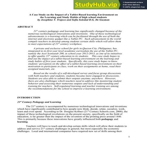 A Case Study on the Impact of a Tablet-Based learning Environment on ...