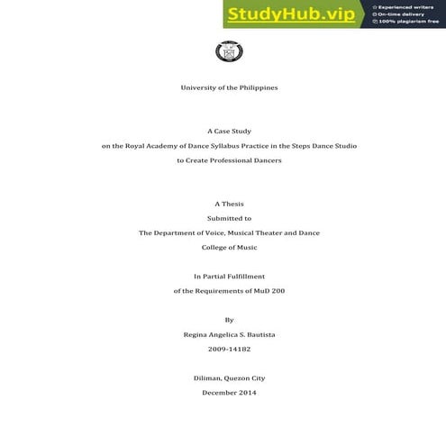 A Case Study On The Royal Academy Of Dance Syllabus Practice In The ...