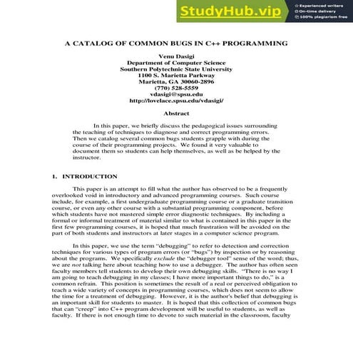 A Catalog Of Common Bugs In C Programming | PDF