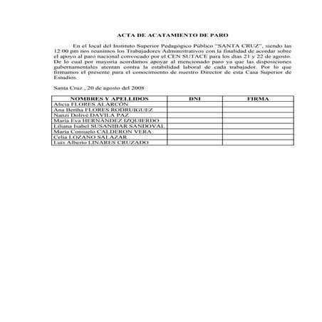 Acatamiento de paro | DOC