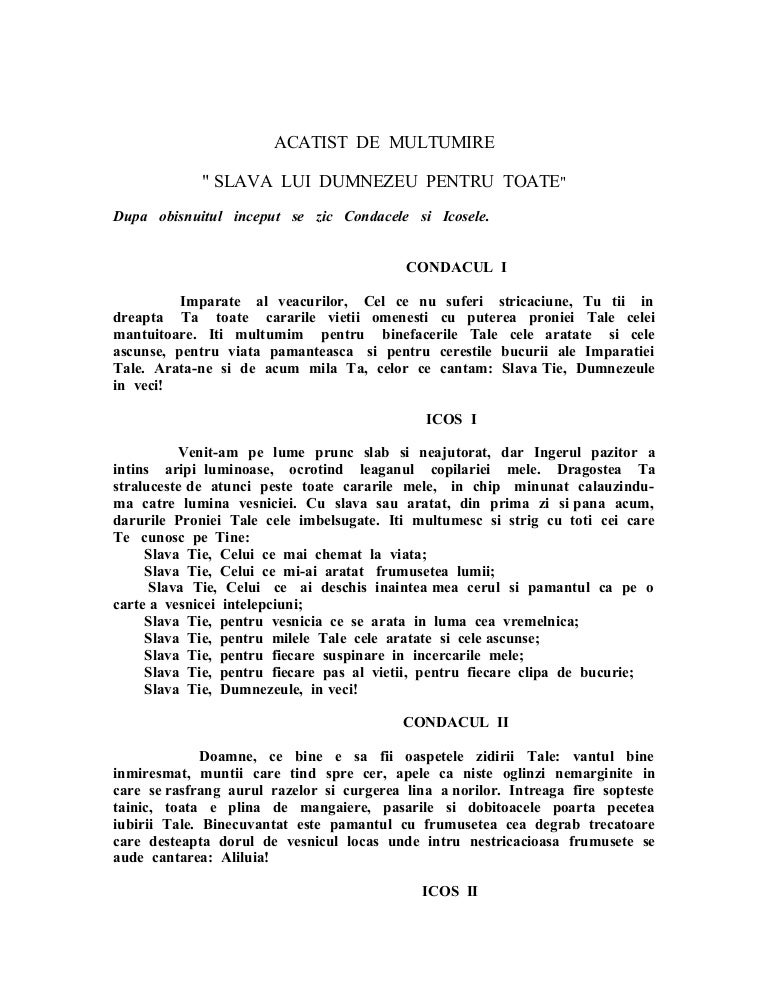 Acatist De Multumire