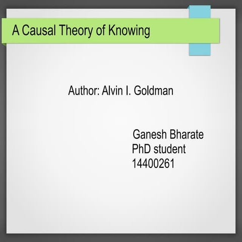 A causal theory of knowing goldman | ODP | Science