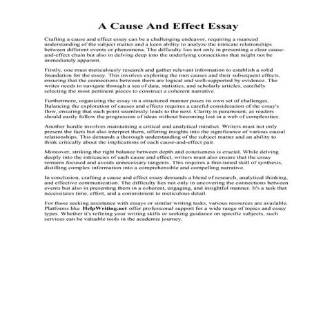 A Cause And Effect Essay. How to write cause and effect essays | PDF