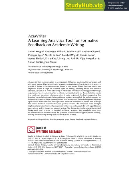 Automated Writing Evaluation | PDF