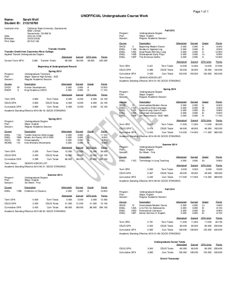 CSUSUnofficialTranscript