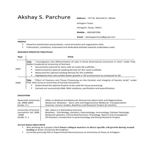 CV Akshay Parchure | PDF