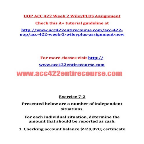 Acc 422-week-2-wiley plus-assignment | PPT