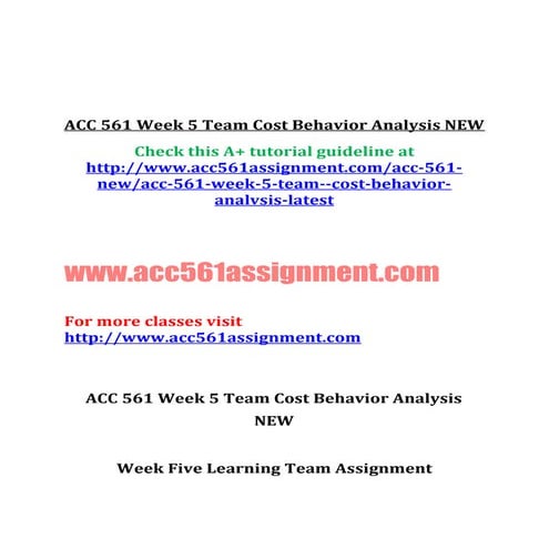 Acc 561-week-5-team-cost-behavior-analysis-new | PPT | Equine Sports ...