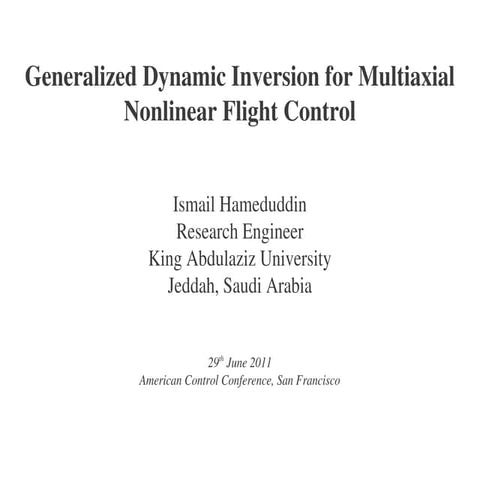 Generalized Dynamic Inversion for Multiaxial Nonlinear Flight Control | PDF