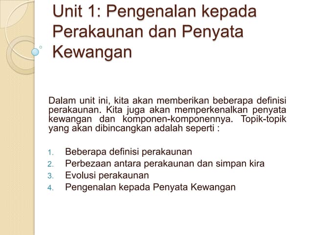 Bab 1 :PENGENALAN KEPADA PERAKAUNAN | PPT