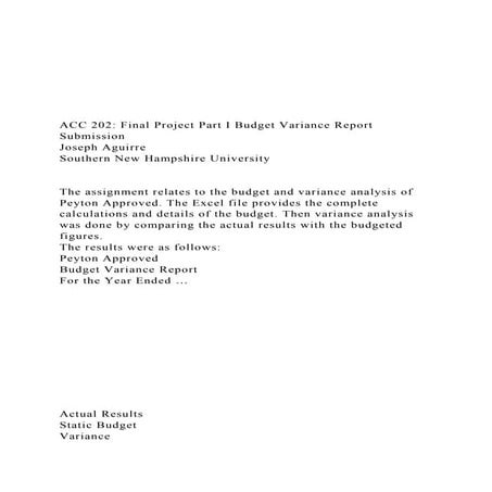 ACC 202 Final Project Part I Budget Variance Report Sub.docx