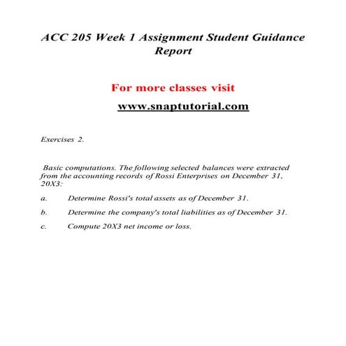 ACC 205 Education Specialist / snaptutorial.com