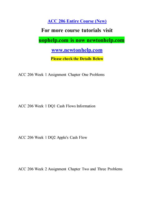 Acc 206 complete course material | DOCX