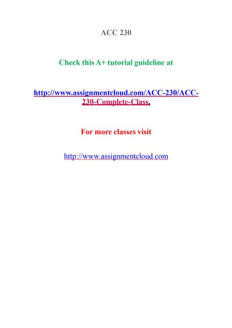 ACC 300 Entire Course New | PDF