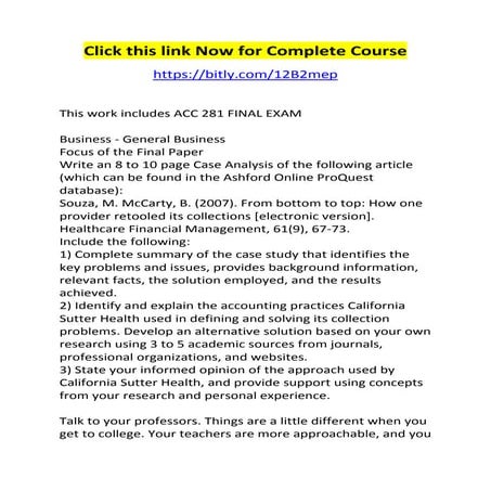 Acc 281 final exam | DOCX