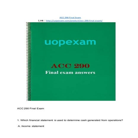 ACC 290 Final Exam 2015 version | DOCX