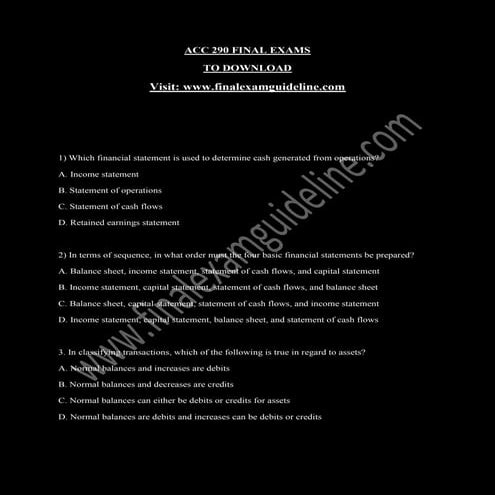 Acc 290 final exam mcq`s correct answers 100% | DOCX