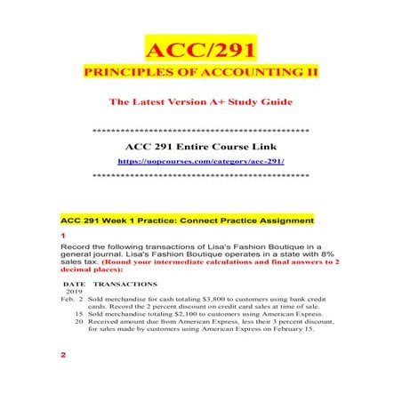 ACC 291 Week 4 Practice: Connect Practice Assignment Acc 291 acc291 https://uopcourses.com ...
