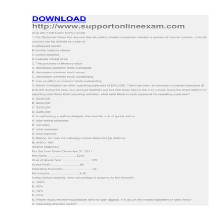 Acc 300 final exam | DOCX