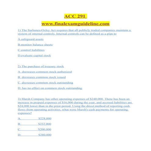 Acc 291 final exam 2 | DOC