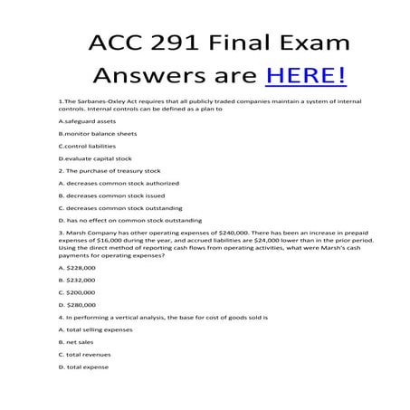 Acct 311 final exam answers | PDF