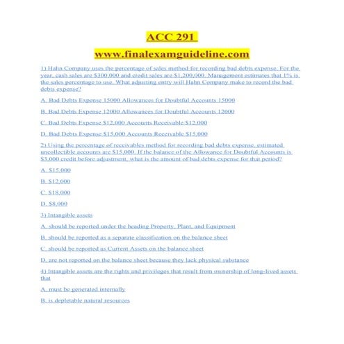 Acc 291 final exams | PDF
