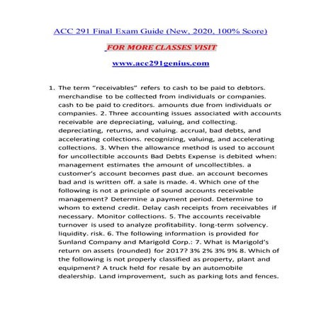 ACC 291 GENIUS NEW Wonderful Education--acc291genius.com