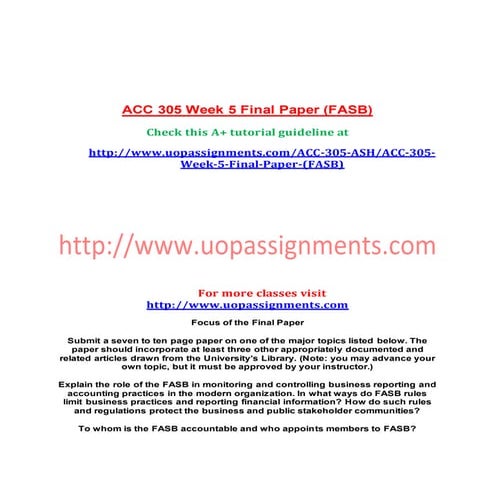 Acc 305 week 5 final paper | DOC