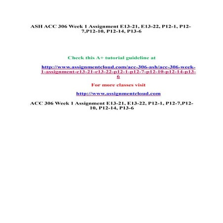 ACC 306 Entire Course New | PDF