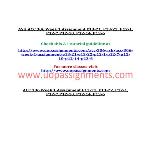 Acc 306 Entire Course NEW | PDF
