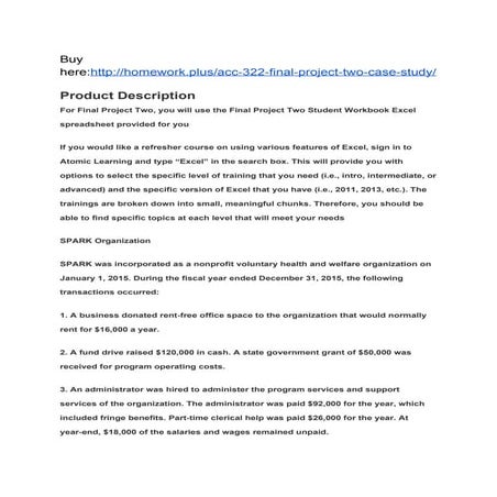 ACC 322 Final Project Two Case Study | PDF