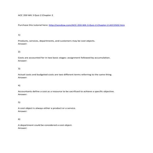 Acc 350 wk 3 quiz 2 chapter 2 | DOCX