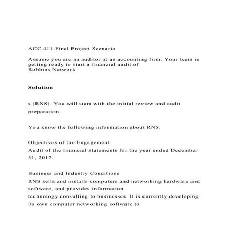 ACC 411 Final Project Scenario Assume you are an audito.docx