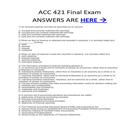 Acc 421 final exam | DOCX