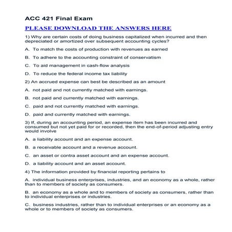 Acc 421 final exam | DOCX