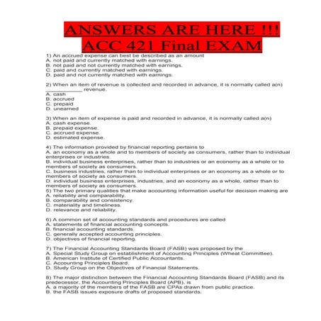 Acc 545 final exam 100% correct answer | DOCX