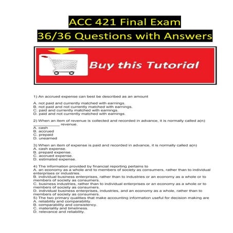 Acc 421 final exam | DOCX