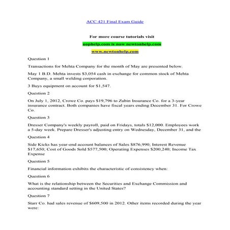 Acc 421 final exam guide | PDF | Stocks and Bonds | Personal Investing