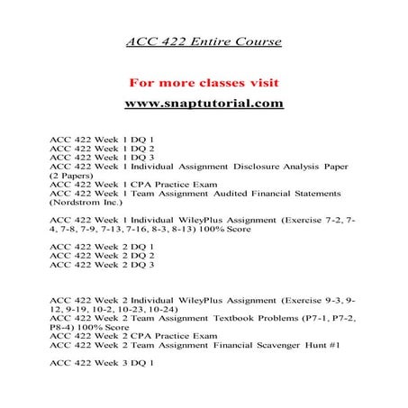 ACC 422 Education Organization / snaptutorial.com