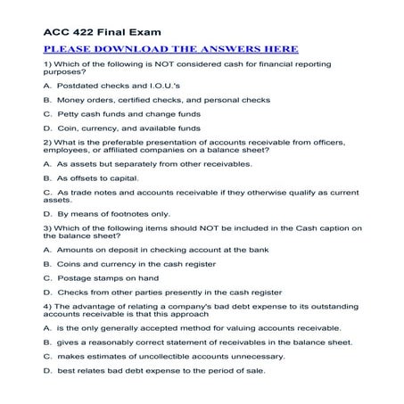 Acc 422 final exam | PDF
