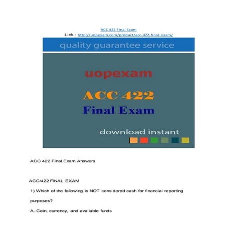 ACC 422 Final Exam 2015 version | DOCX