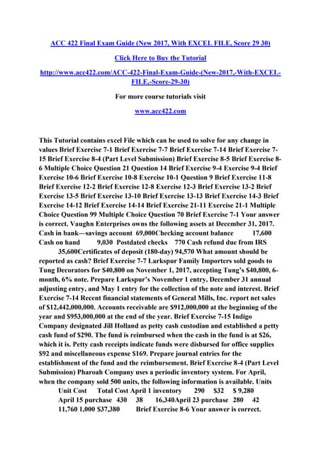 ACC 422 Final Exam Guide | PDF