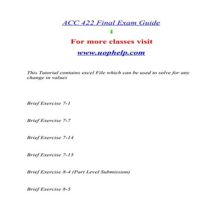 ACC 422 Final Exam Guide | PDF