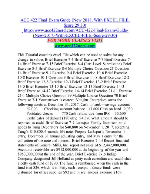 ACC 422 Final Exam Guide | PDF
